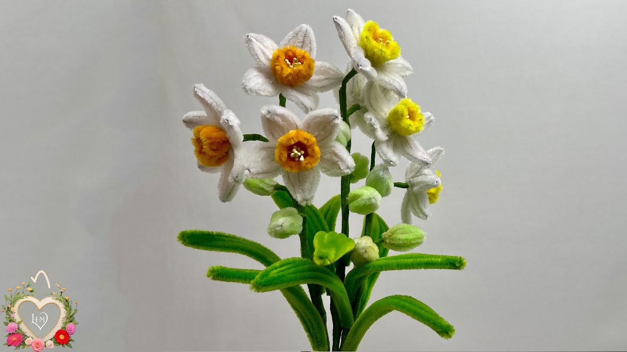 How to make Narcissus flowers with Pipe cleaner ( chenille wire ) #hms2 ...