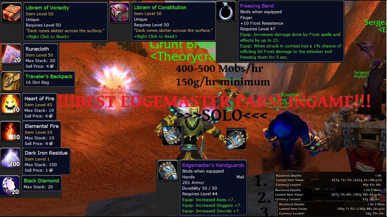 Improved Edgemaster Brd Farm ~100mobsrun Every Mob Drops Edgemasters Min 150ghr Youtube