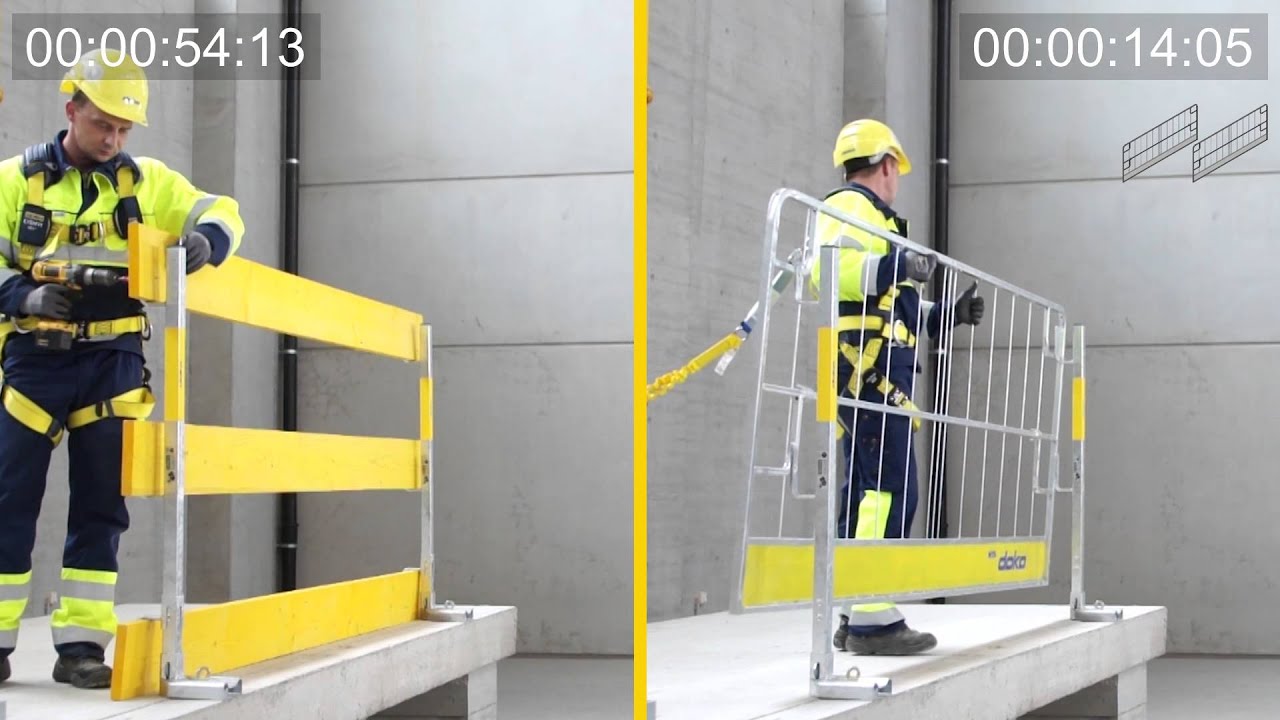 Edge protection system XP - Time comparison: protective grating vs ...