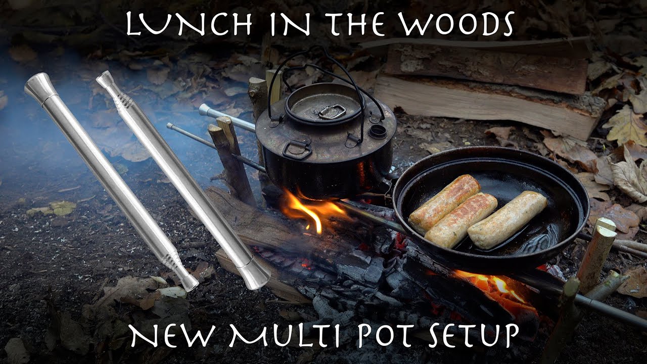 Lunch in the Woods - New multi pot setup for cooking. Bushcraft. - YouTube