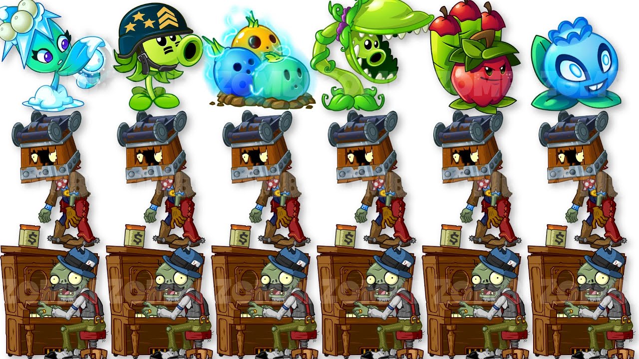 PvZ 2 Plants With 5 Plant Food VS Cart-Head Zombie + Pianist Zombie Who ...