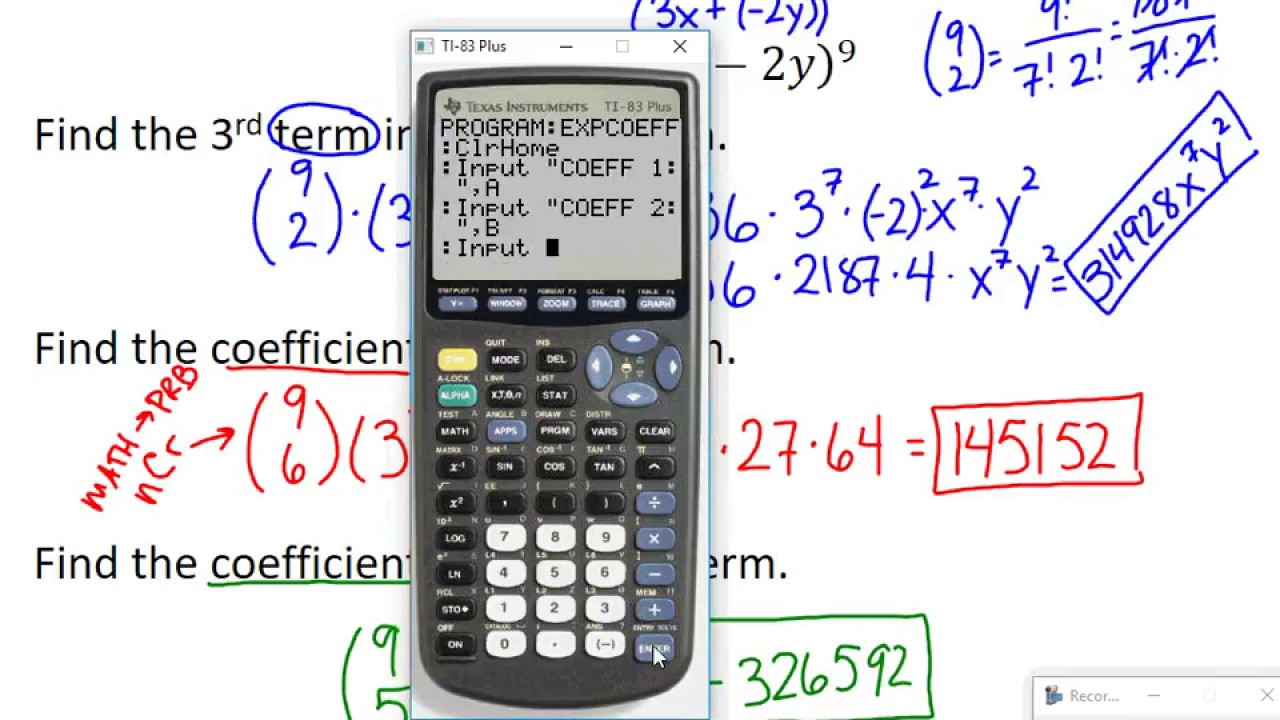 TI 84 Binomial Expansion Program YouTube