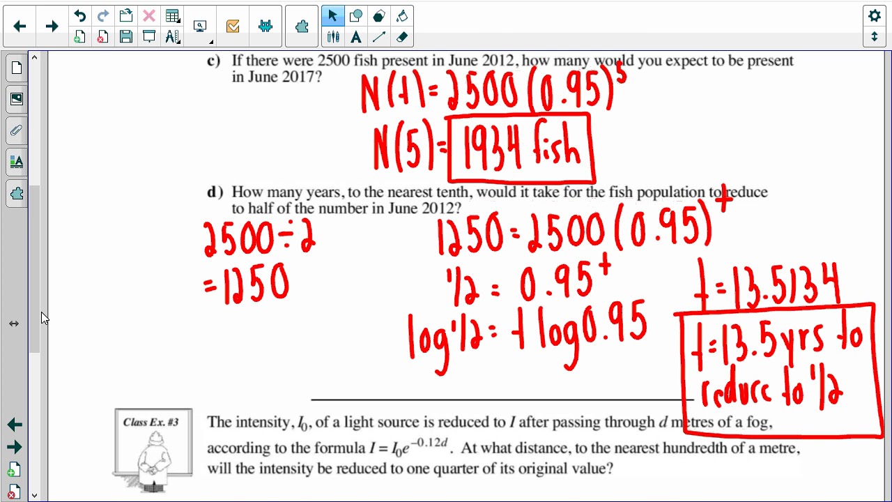 Math 30-1 Applications of Exps and Logs Lesson 3 - YouTube