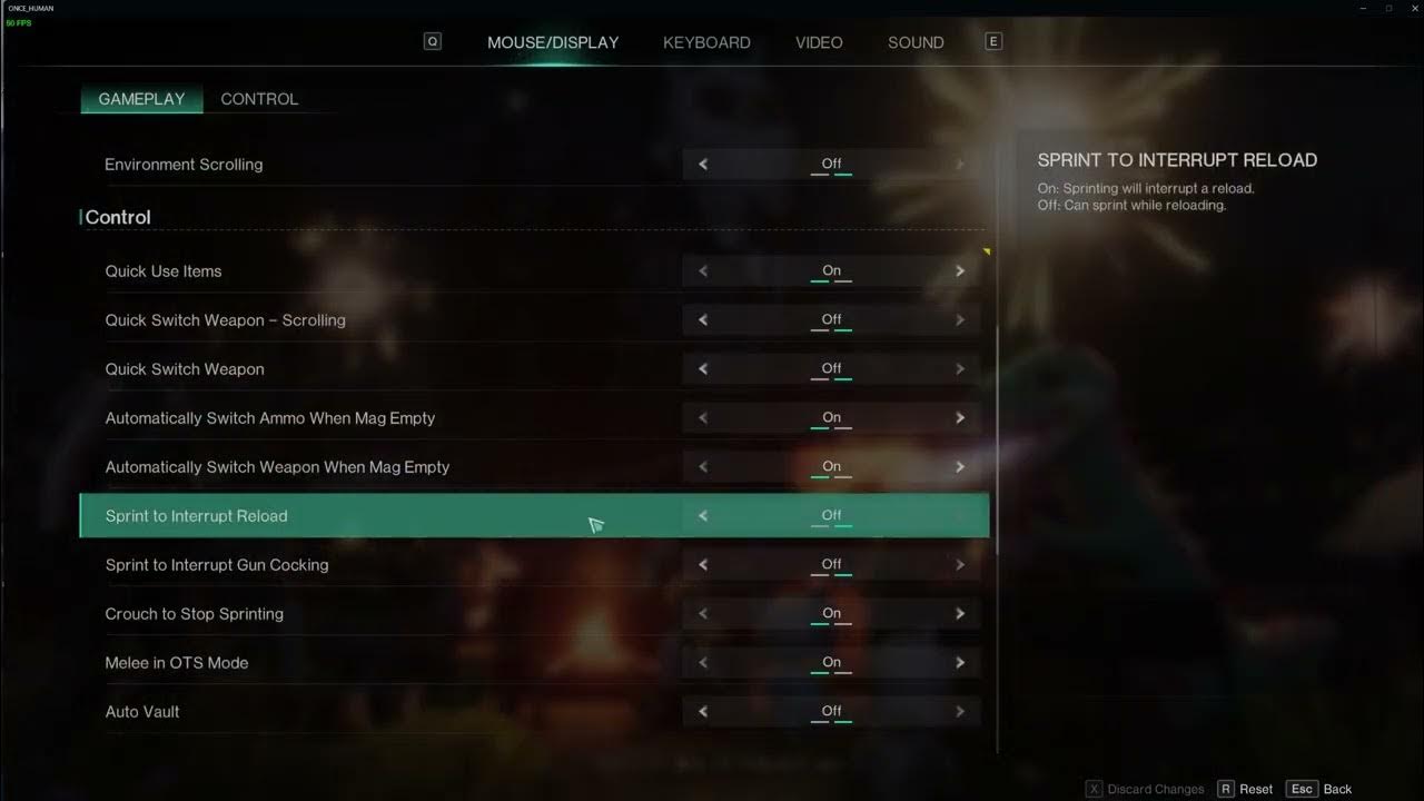 How To Enable & Disable Sprint To Interrupt Reloading In Once Human - YouTube