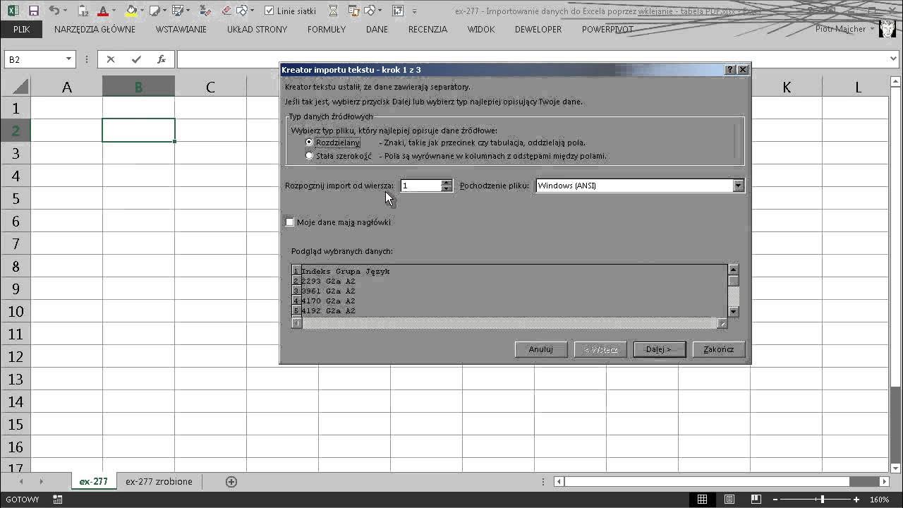 excel-277 - Importowanie danych do Excela poprzez wklejanie - tabela ...