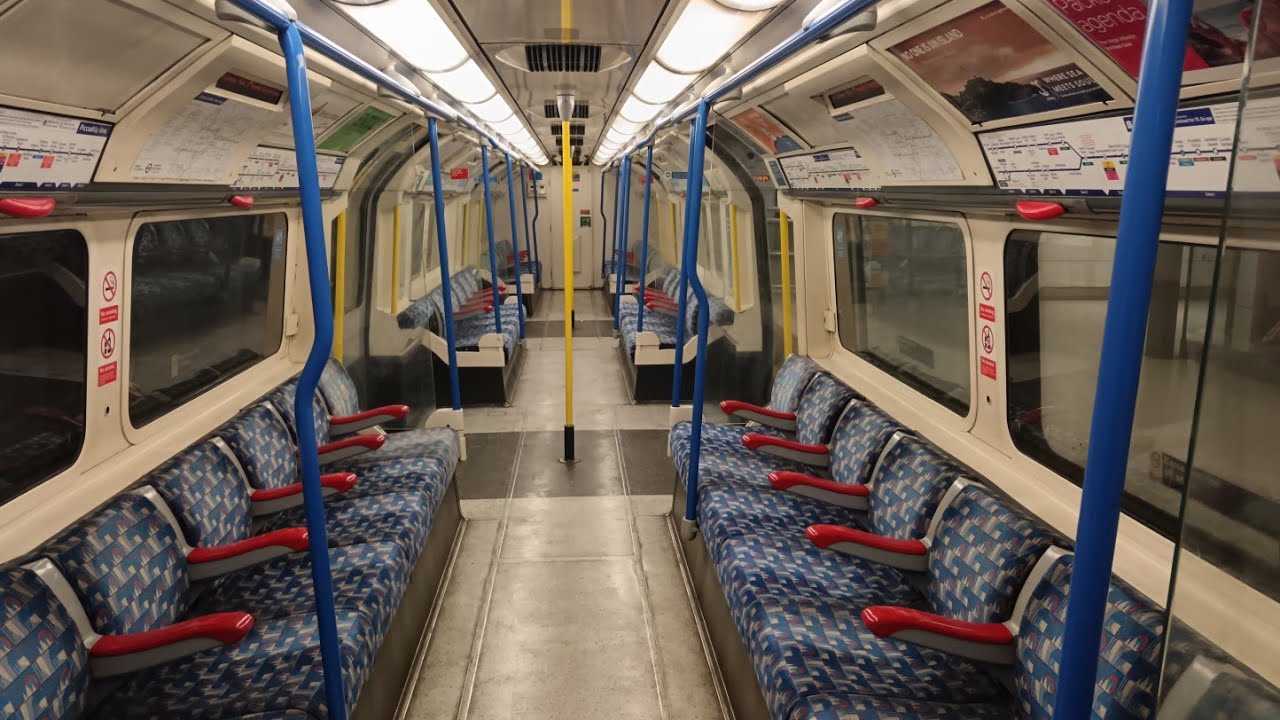 Tube Carriage Interior Tour Piccadilly Line 1973 Stock car 100 Heathrow ...