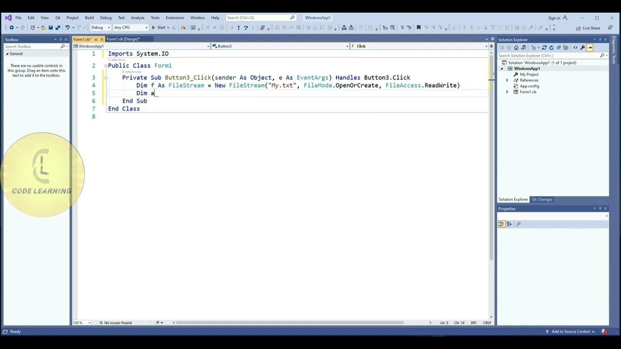 Vbnet File Handling User Input Codelearning Youtube
