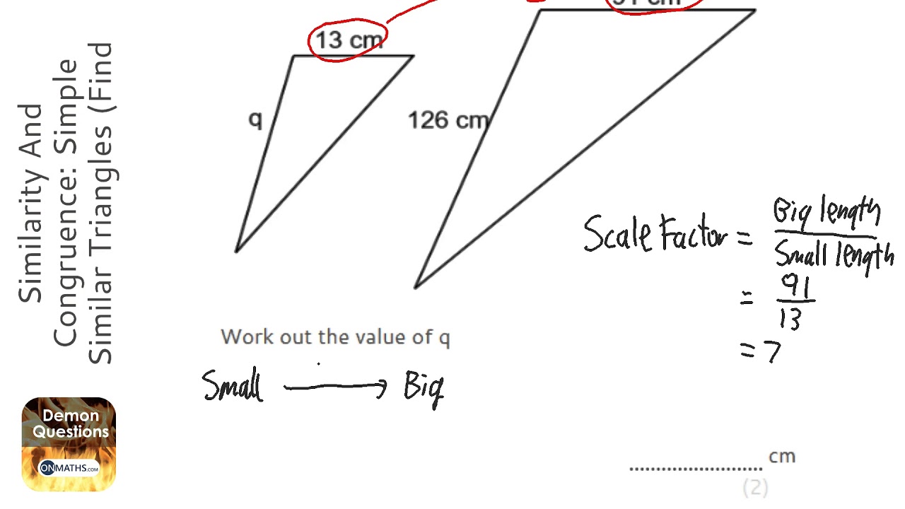 Similarity And Congruence: Simple Similar Triangles (Find Small) (Grade ...