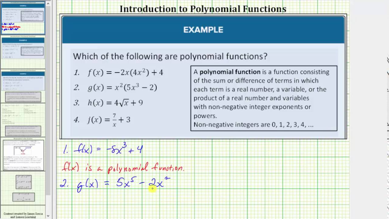 Determine If A Function Is A Polynomial Function YouTube
