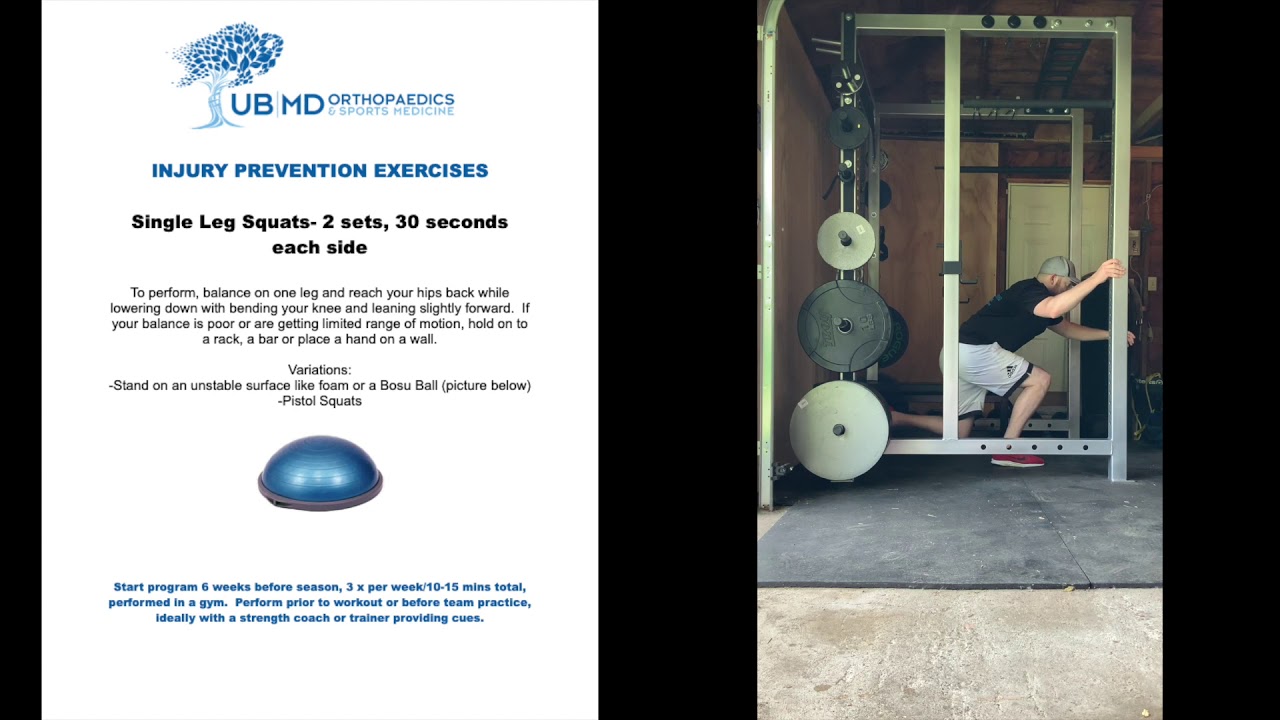 ACL Prevention: Balance Single Leg Squats - YouTube