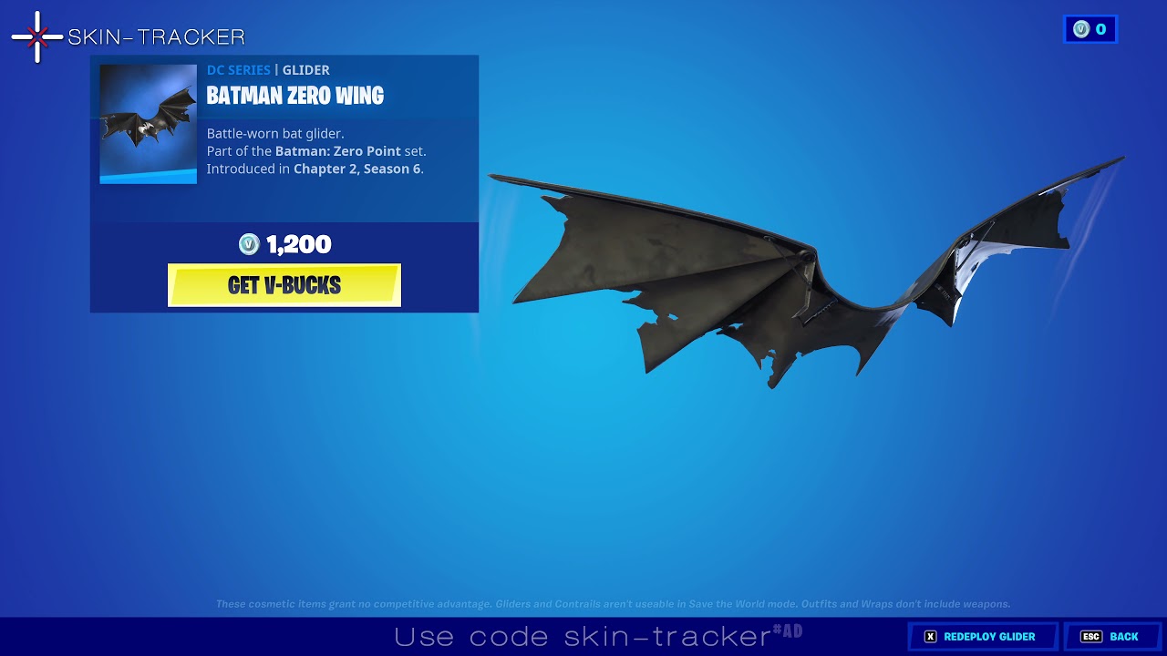 BATMAN ZERO WING Glider in Item Shop (leak preview) - YouTube