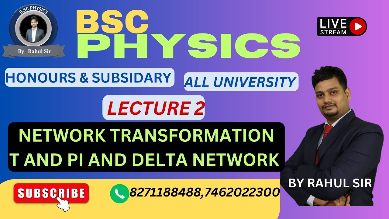 NETWORK TRANSFORMATION T AND PI AND DELTA NETWORK | lec 2| BSC PHYSICS ...