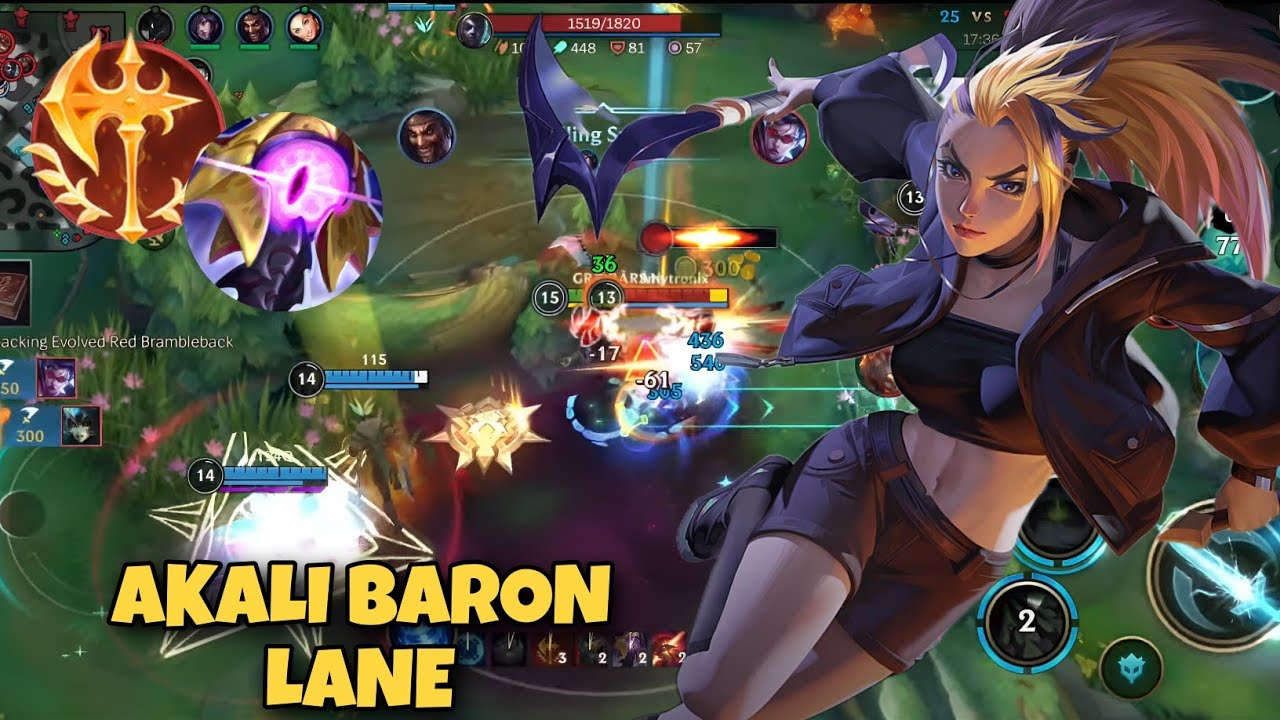 WILD RIDT AKALI : HOW TO PLAY IN BARON LANE | WILD RIFT AKALI BUILD ...