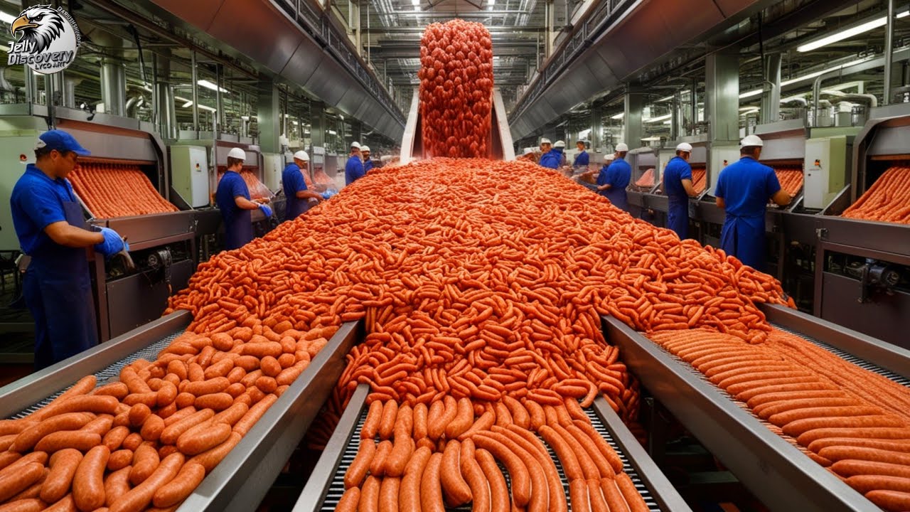 The Amazing Process of Making Millions of Sausages in a Factory - YouTube
