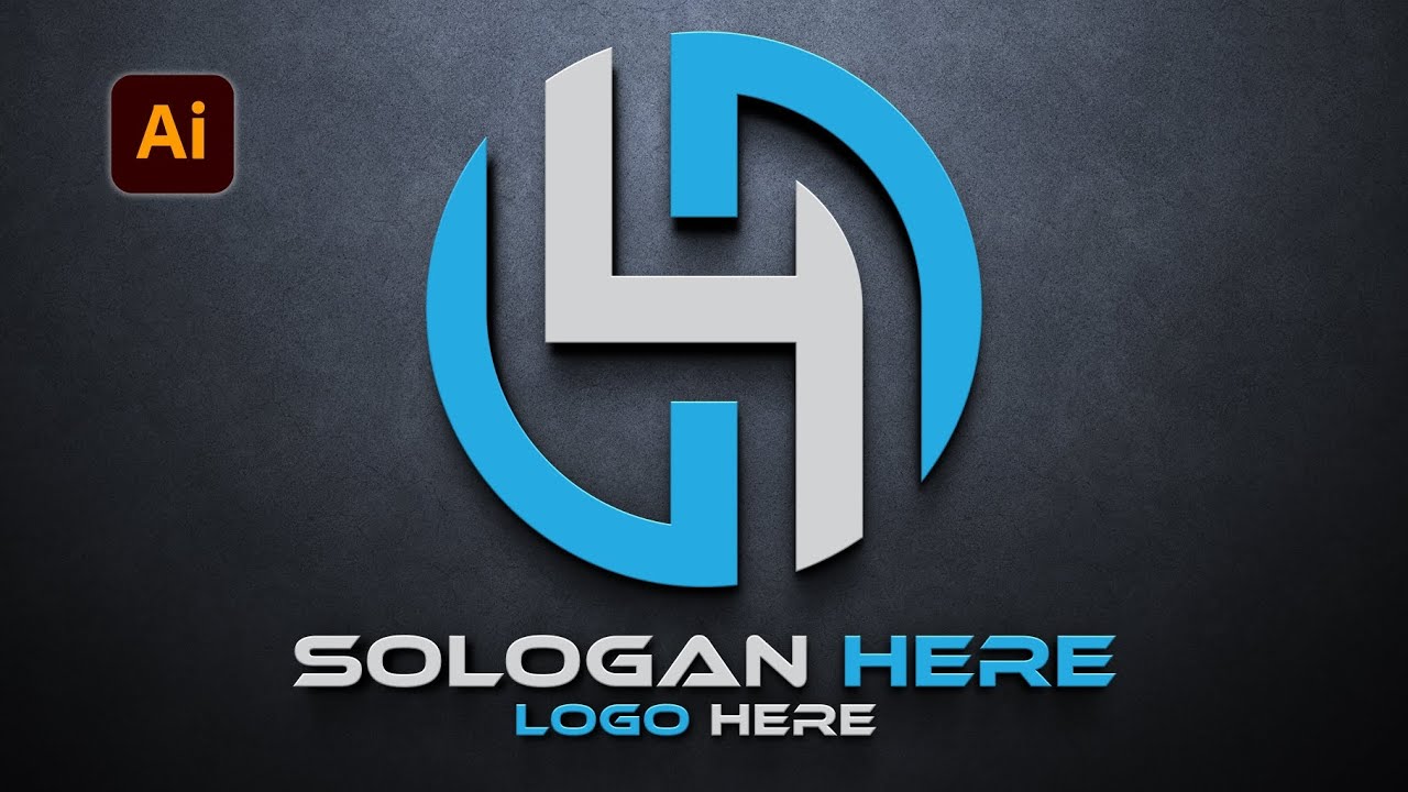 Modern Letter H Logo Design in Adobe Illustrator | Typography Logo ...