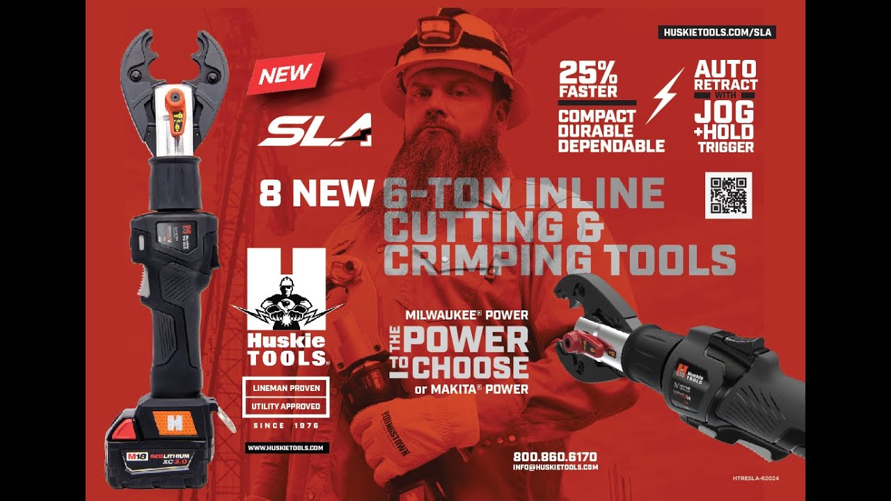 NEW, FAST, COMPACT; HUSKIE TOOLS SLA INLINE CUTTING & CRIMPING BATTERY POWERED LINEMAN TOOLS ...