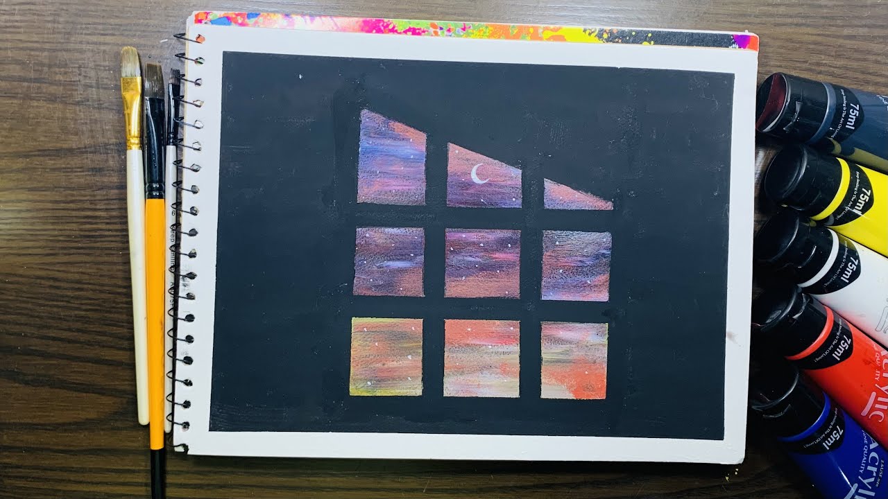 paint àbeautiful window/acrylic painting/For beginners - YouTube