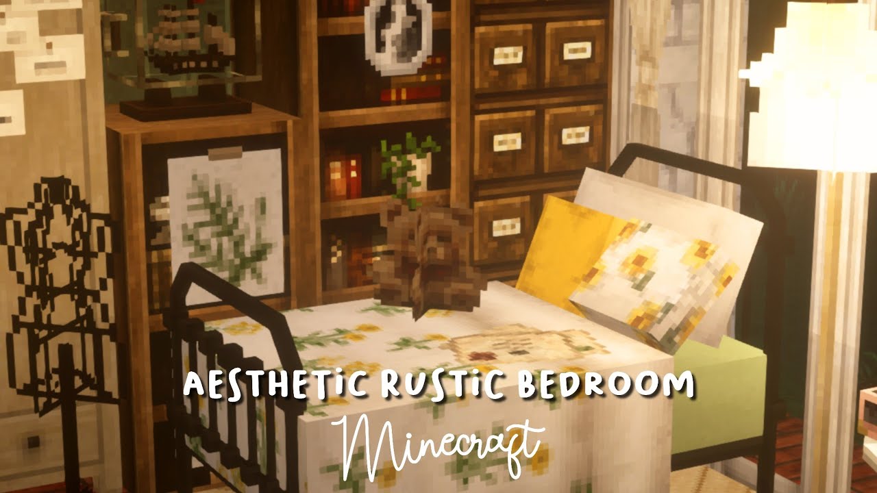 aesthetic rustic bedroom 🥀 | Minecraft speed build - YouTube