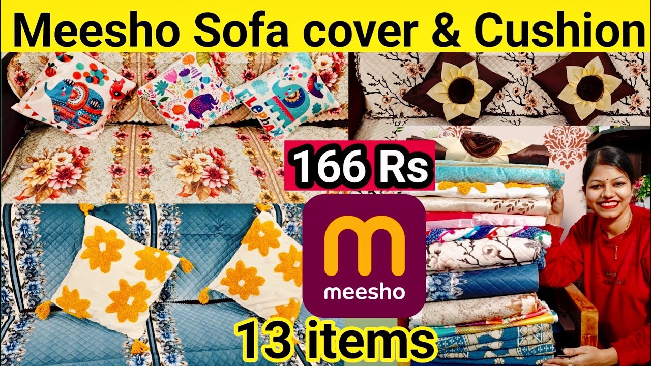 Meesho Haul 166 Rs🥰 5 Sofa Cover & 8 Cushion covers Review/ Meesho Home ...