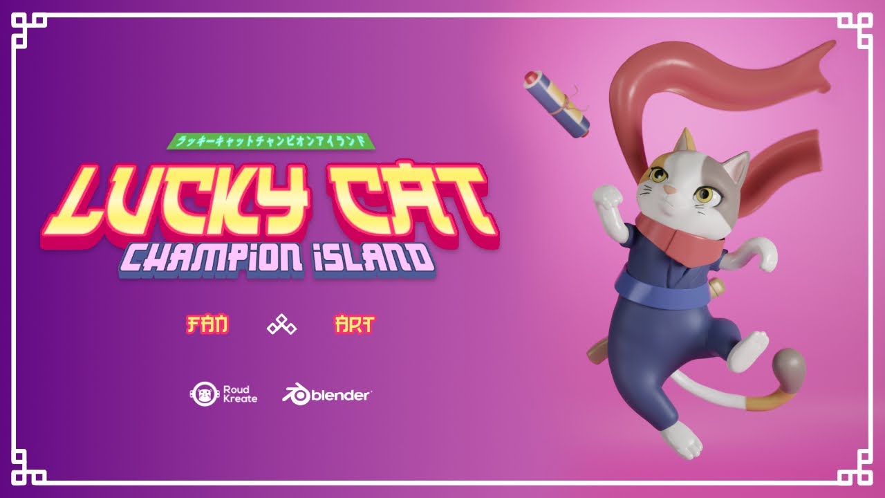 Lucky Cat Champion Island (Fan Art) Blender 2.93 - YouTube