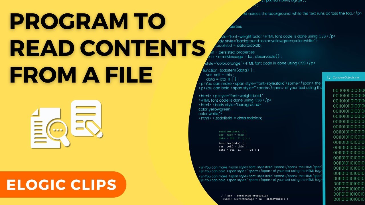 C 80 Program To Read Contents From A File Elogic Classes Youtube