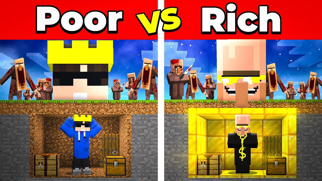 Poor vs Rich Scary Villager Apocalypse Bunker Battle in Minecraft - YouTube