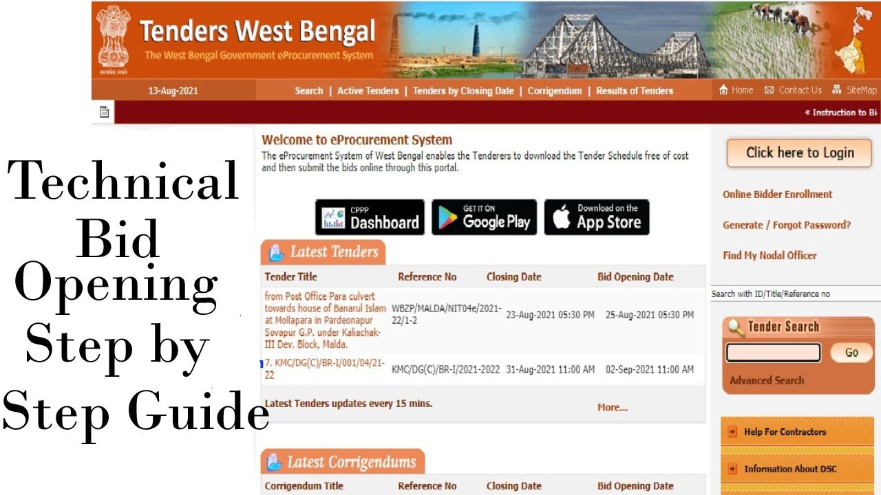 E-tender Technical Bid Opening Step by Step Guide 2021 Portal wbtenders ...