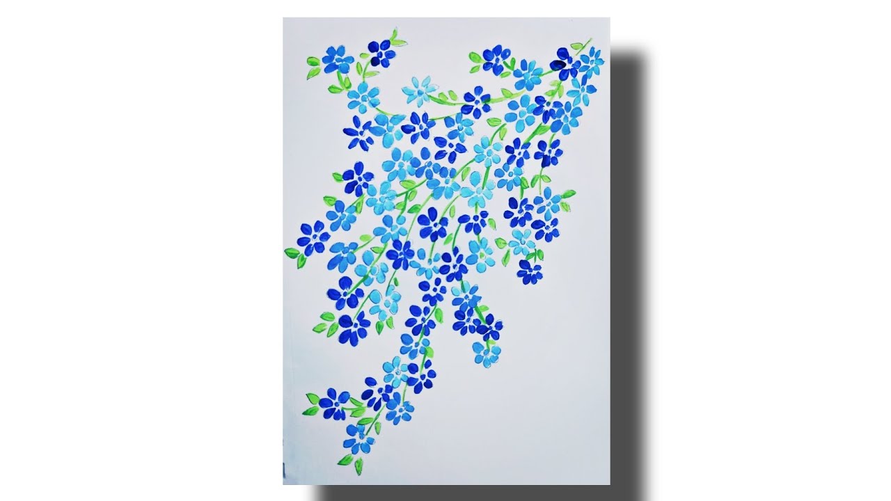🌸 Easy Blue Floral Painting for Beginners |💙 Beautiful Blue Flowers ...