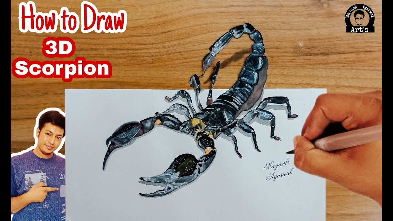 3D Scorpion Drawing - How to Draw 3D Art on Paper | Speed Drawing - YouTube