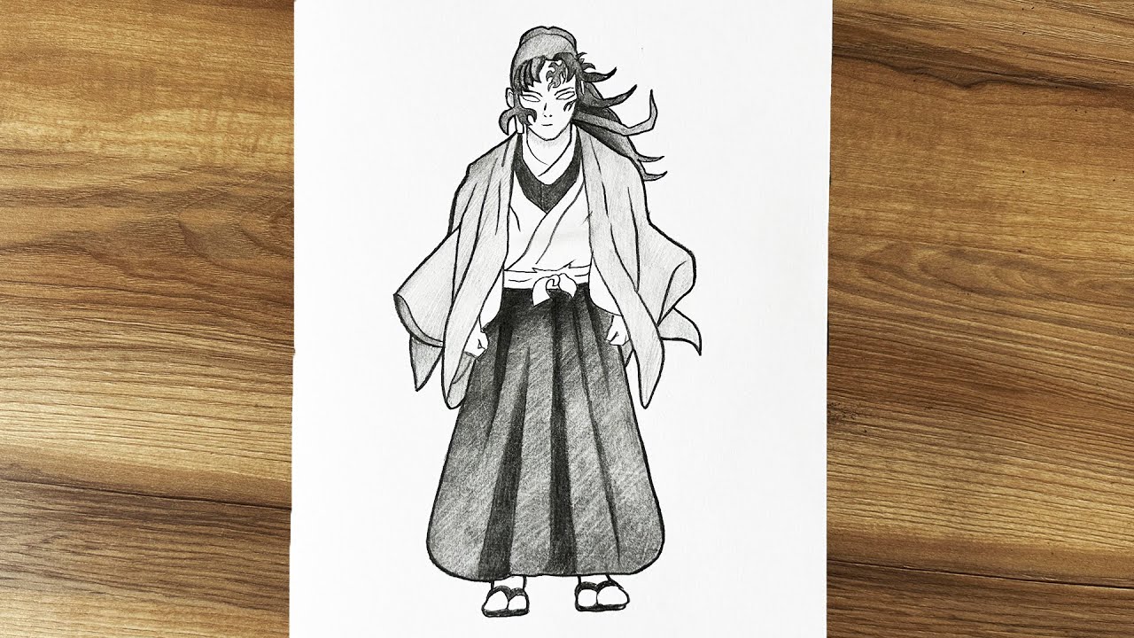 How to draw Yoriichi Tsugikuni full body || Yoriichi Kokushibō drawing ...