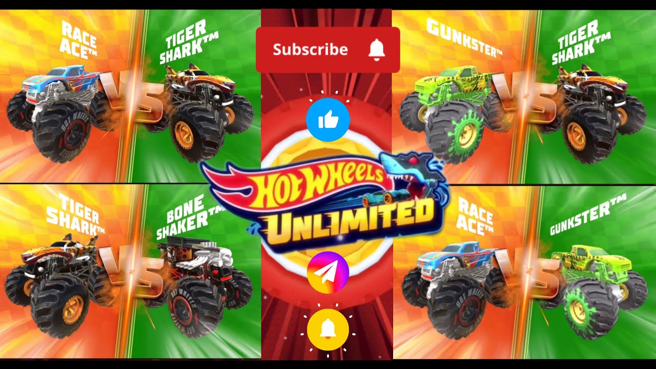 HOT WHEELS UNLIMITED MATTEL GAMES | DUEL RACE MONSTER TRUCKS AT HARD ...