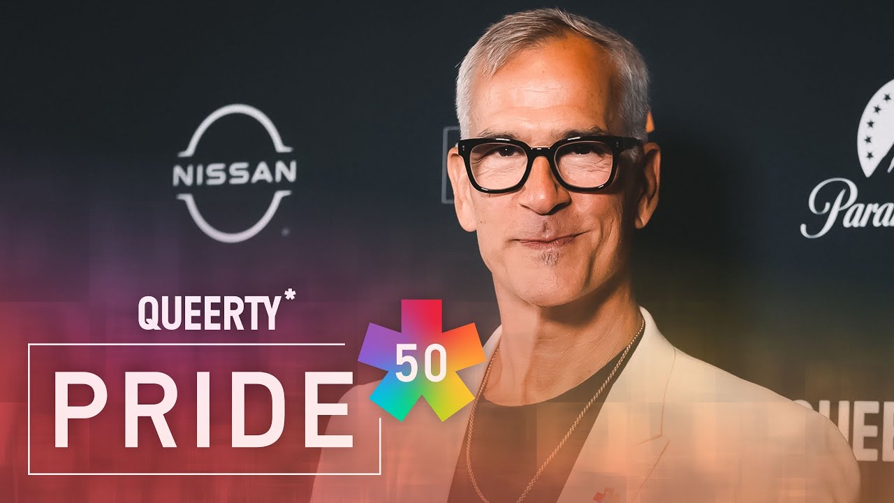Jerry Mitchell accepts the Pride Icon award at the 2023 Queerty Pride50 ...