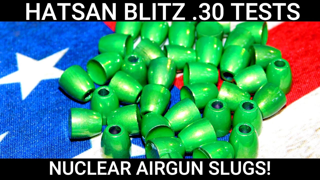 HATSAN BLITZ .30 CAL SEMI AUTO PCP AIRGUN SLUG TESTING CRAZY POWDER ...