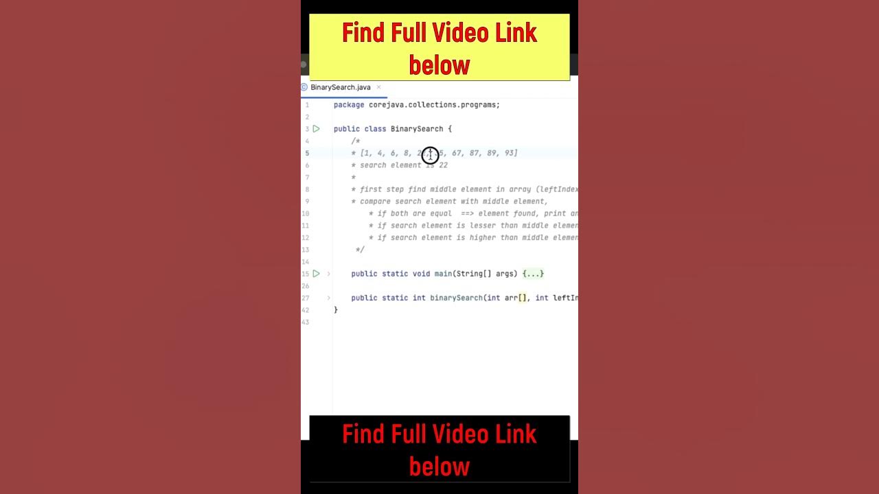 Binary Search Implementation using recursion in java #coding - YouTube