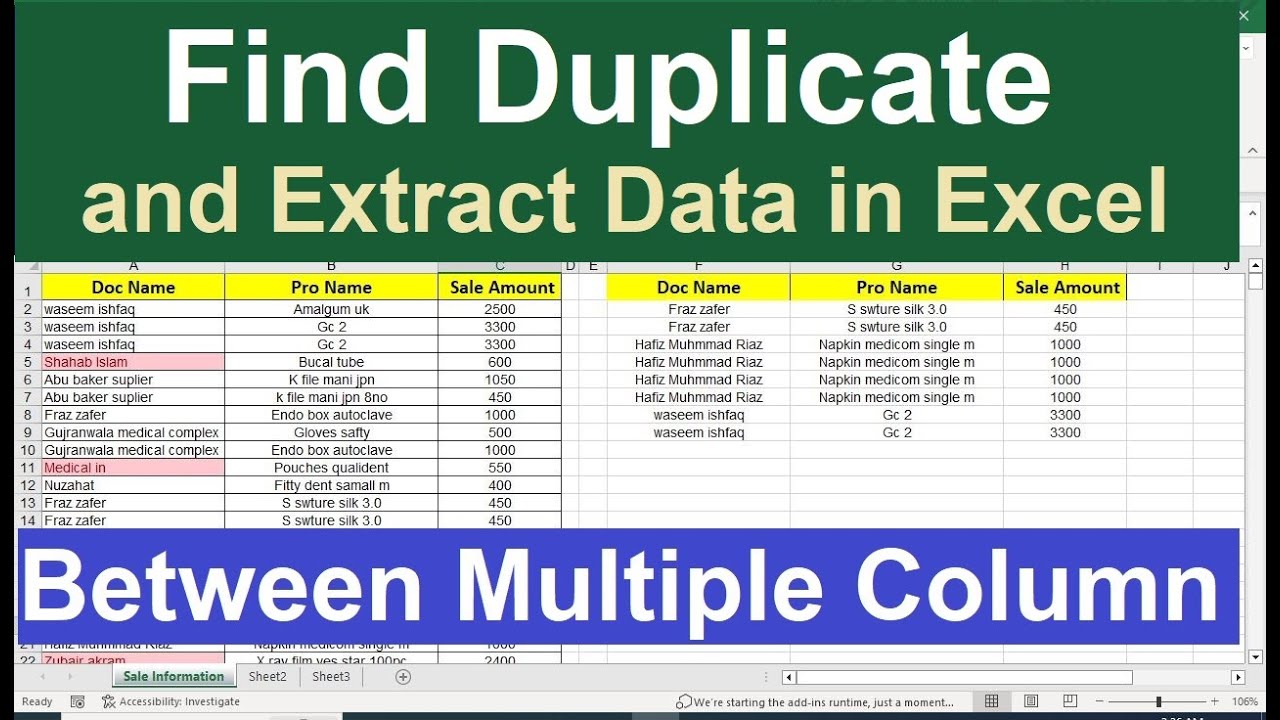 Find Duplicate And Extract Data In Excel Worksheet YouTube Find Duplicate And Extract Data In Excel Worksheet YouTube