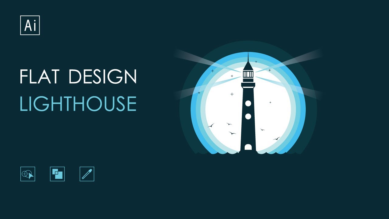 Flat Design Lighthouse | Adobe Illustrator CC - YouTube