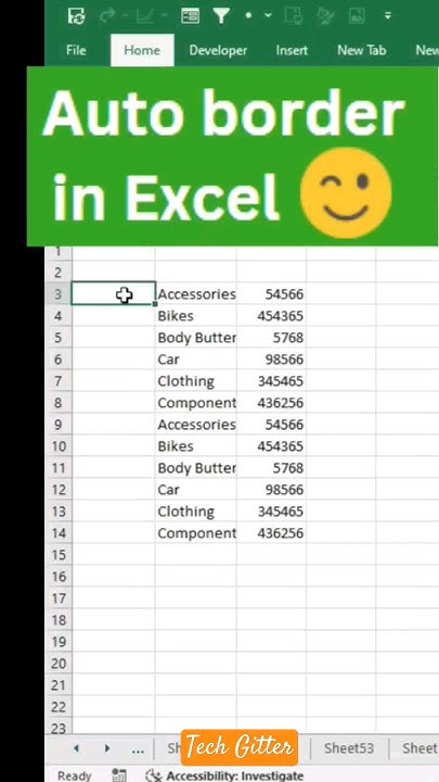 Auto Border in Excel - YouTube