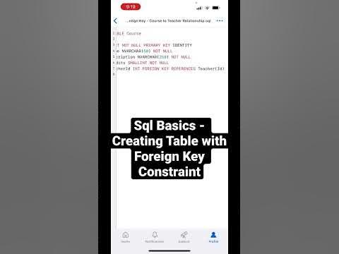 Sql for Beginners - Creating a Table with a Foreign Key Constraint #sqltutorial - YouTube