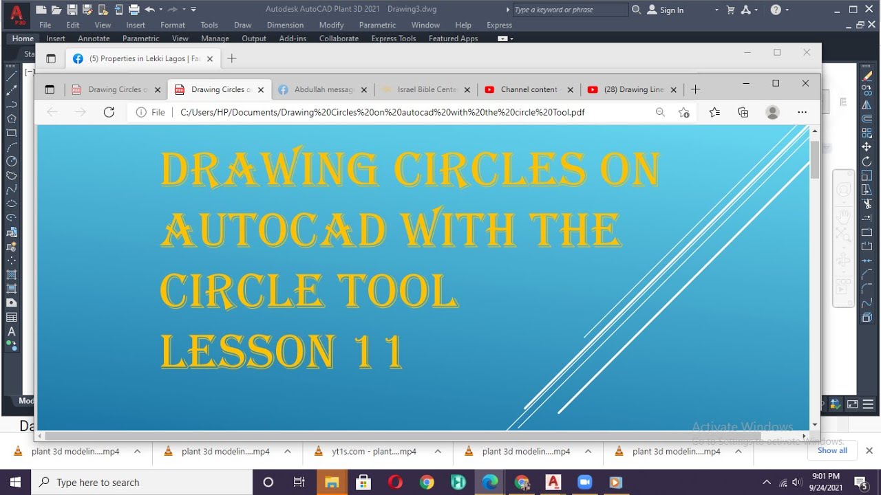 DRAWING CIRCLES ON AUTOCAD WITH THE CIRCLE TOOL: LESSON 11 - YouTube