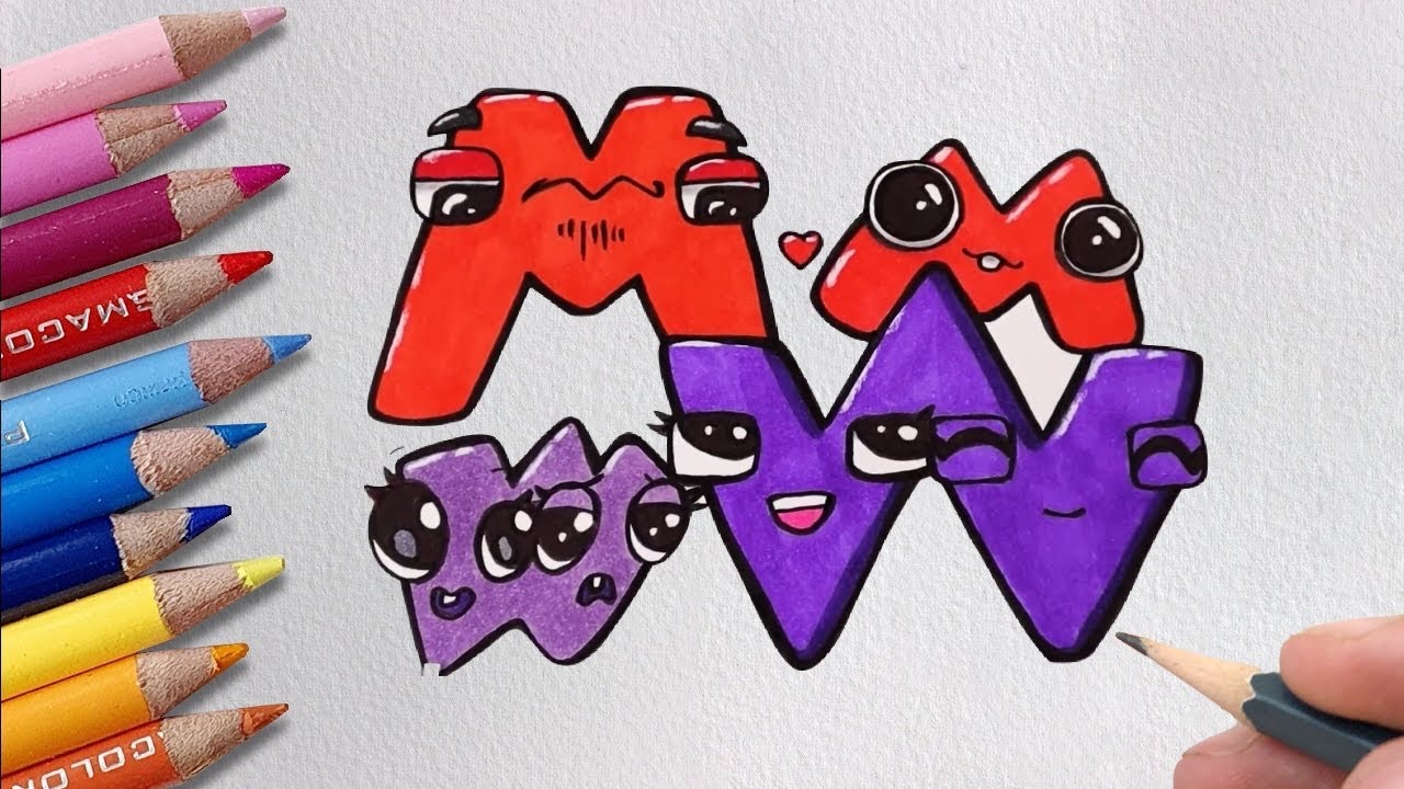 How to draw M and W family from Alphabet Lore - YouTube