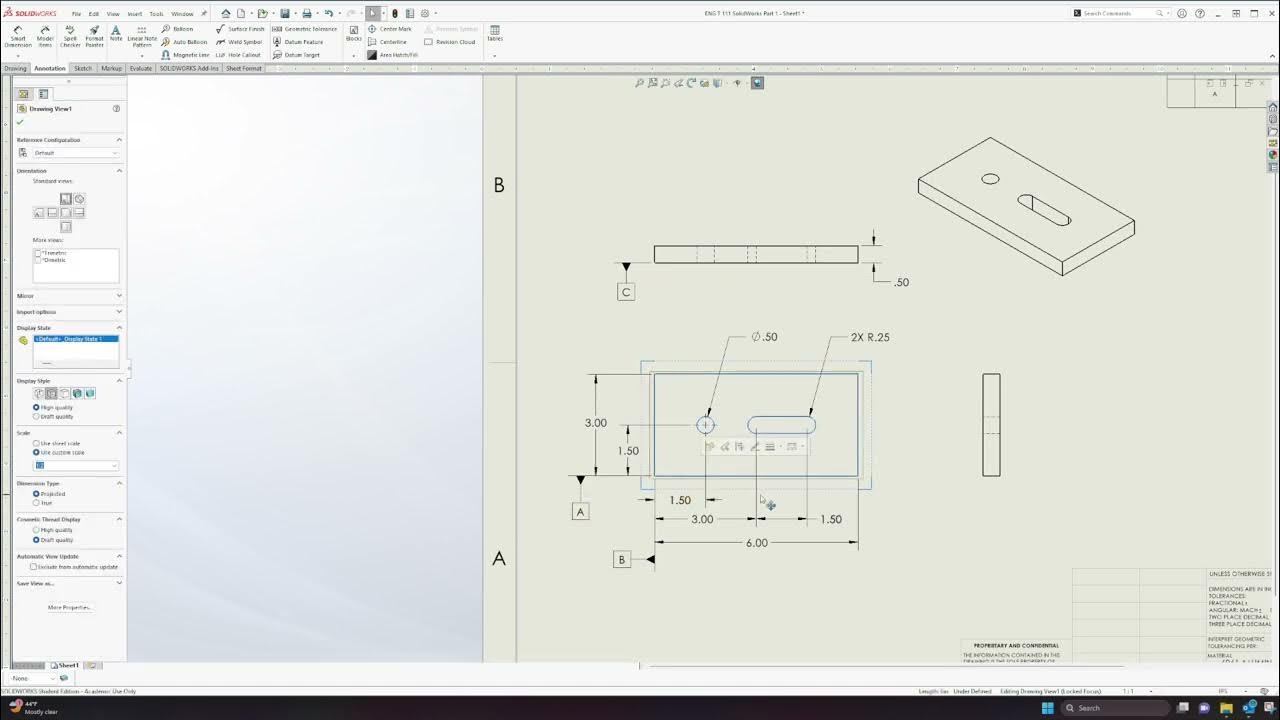 Creating a drawing in SolidWorks DIMENSIONING Part 3 - YouTube