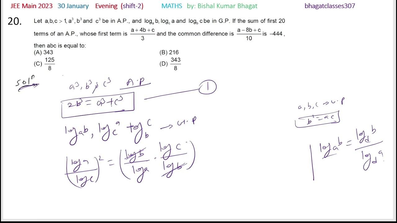 Let a,b,c 1, a3 , b3 and c3 be in A.P., and a c log b, log a and b log ...