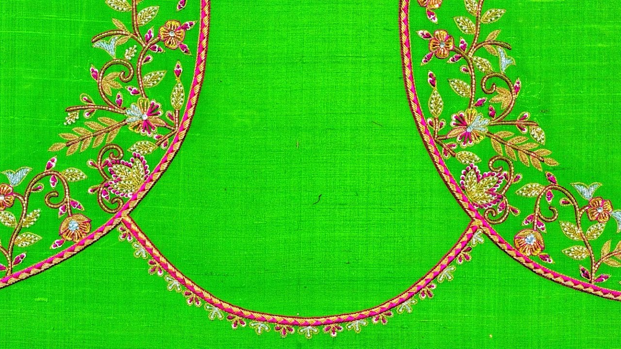 CUT BEADS & French Knot Stitching Step By Step || Nehar Maggam Work ...