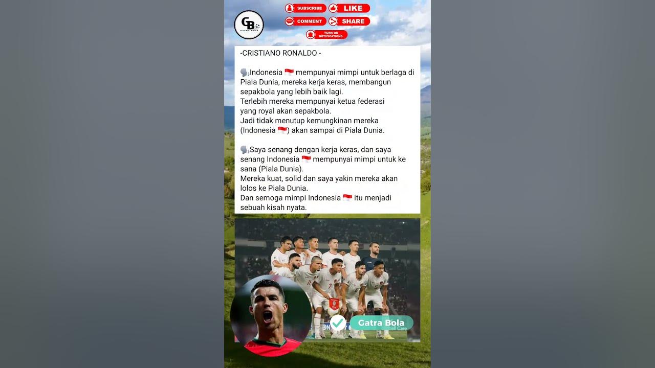 CRISTIANO RONALDO TENTANG TIMNAS , INDONESIA #timnasindonesia #timnasindonesiaday #football ...