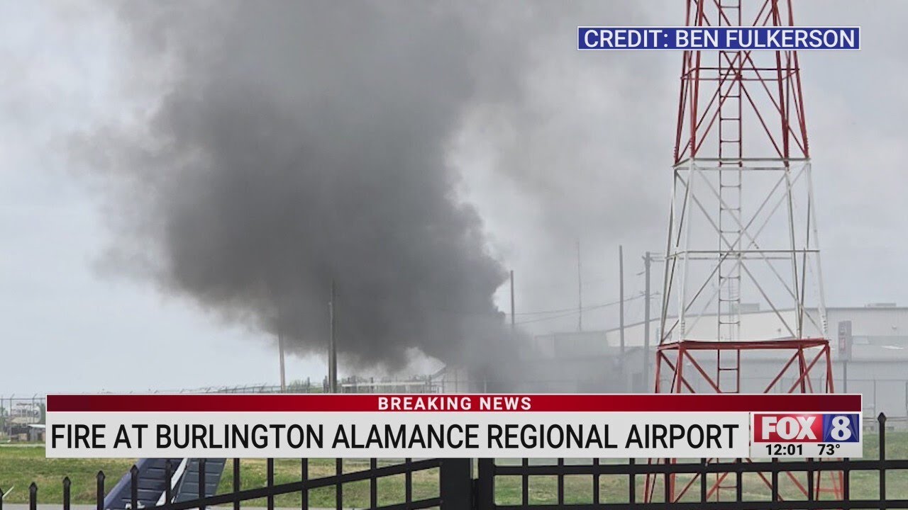 Fire reported at Burlington Alamance Regional Airport - YouTube