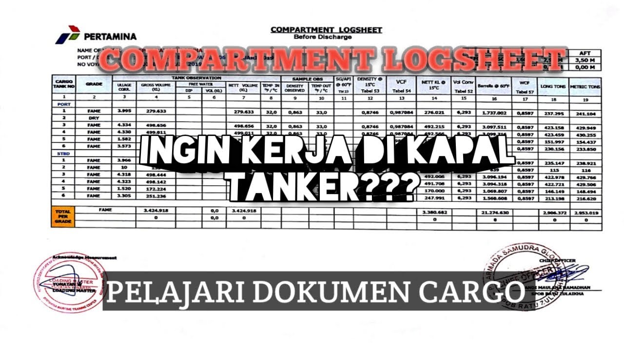 Dokumen 'COMLOG' Compartment Logsheet Kapal tanker (PART I) - YouTube