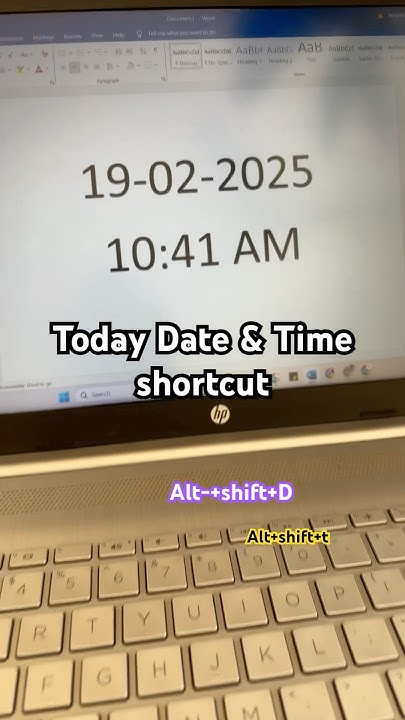 Today date and time shortcut | #shortcutkeys #dateandtime #asmr #computer #msword #tricks - YouTube