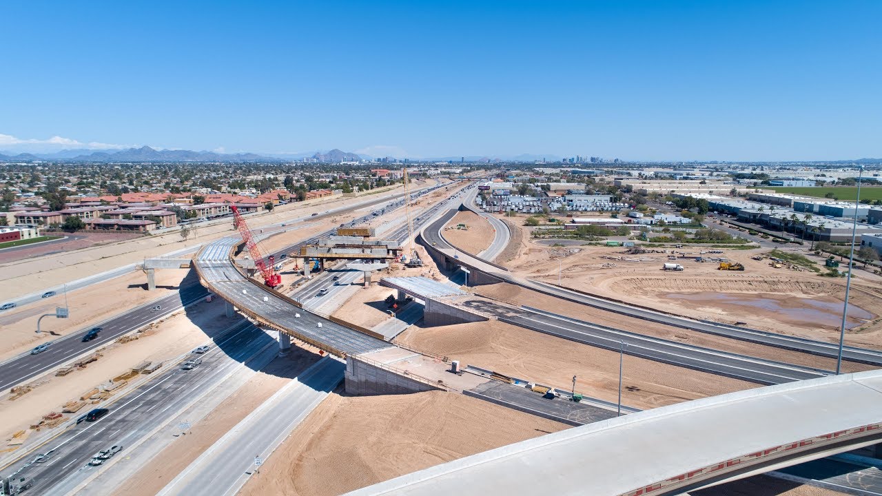 South Mountain Freeway Progress Drone Flyover | I-10 Papago Segment ...