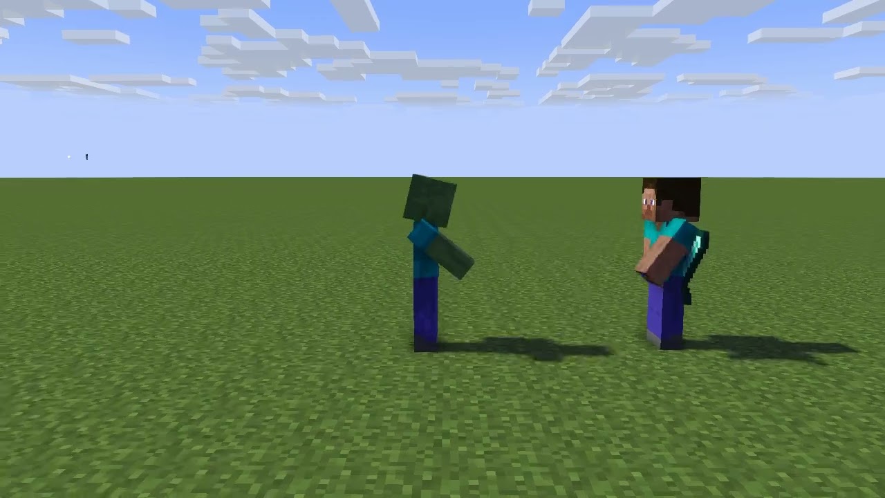 zombi vs steve fight animation - YouTube