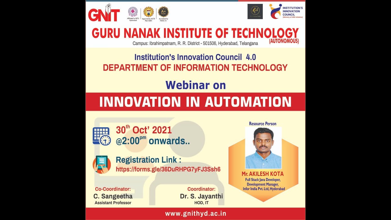 GURU NANAK INSTITUTE OF TECHNOLOGY, Hyderabad, IIC Program 4.0 ...